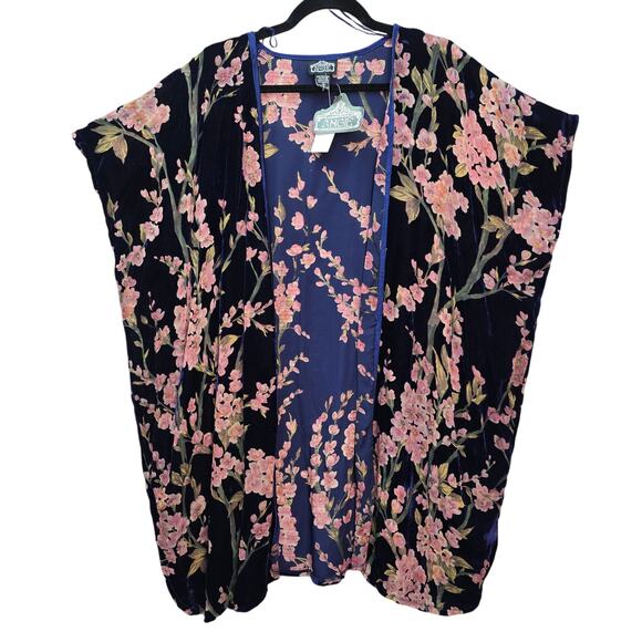 Angie | Sweaters | Angie Kimono Womens Medium Boho Navy Blue Velvet ...